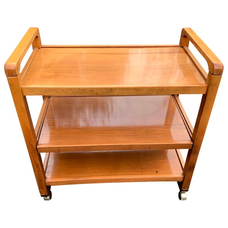 Danish Mid-Century Modern Three-Tier Birch Wood Bar Cart at 1stDibs ...