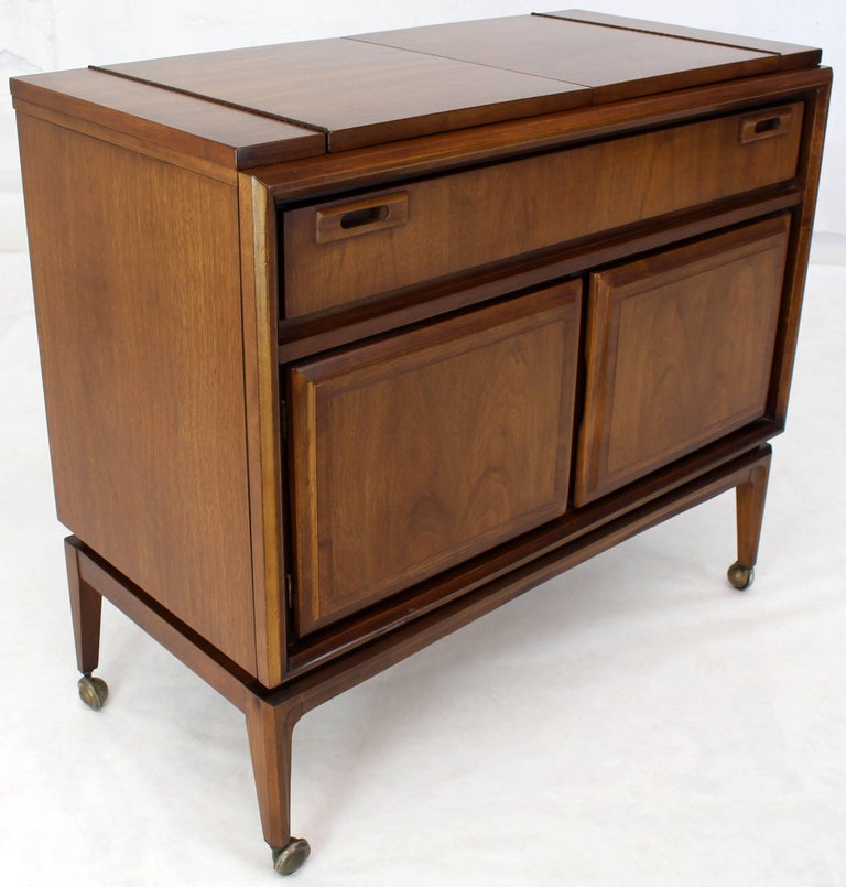 Danish Mid-Century Modern Walnut Flip Top Server Bar at 1stDibs