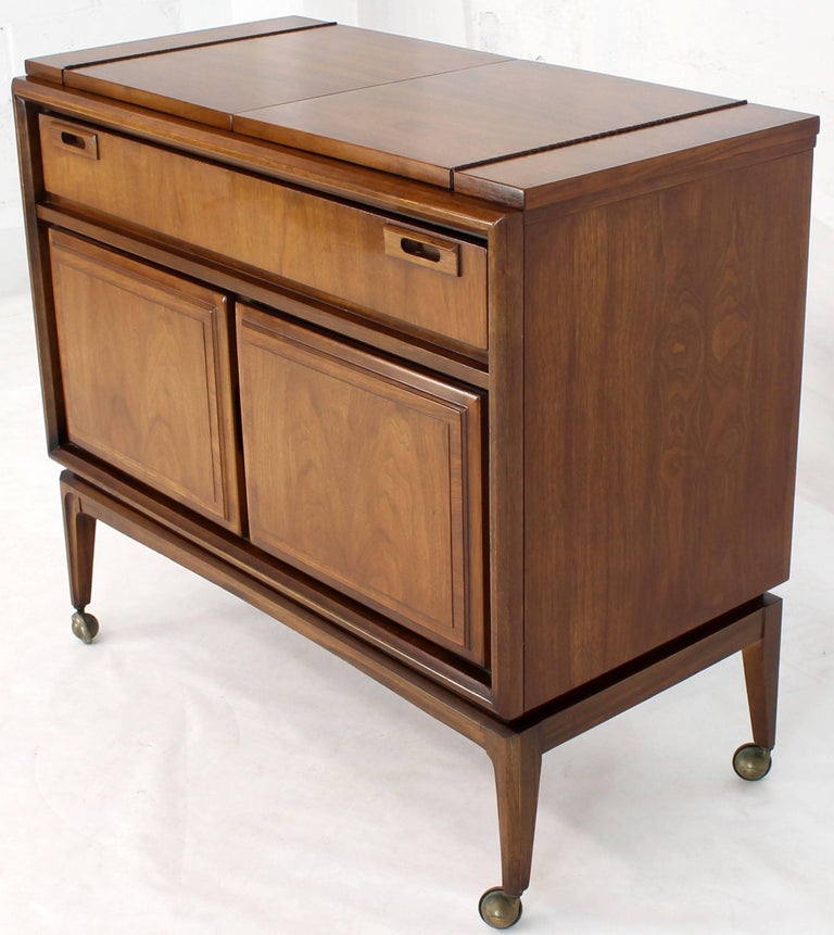Danish Mid-Century Modern Walnut Flip Top Server Bar at 1stDibs