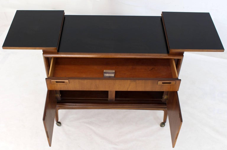 Danish Mid-Century Modern Walnut Flip Top Server Bar at 1stDibs