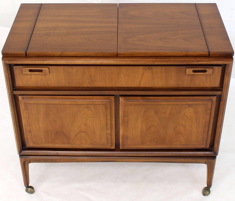 Danish Mid-Century Modern Walnut Flip Top Server Bar at 1stDibs