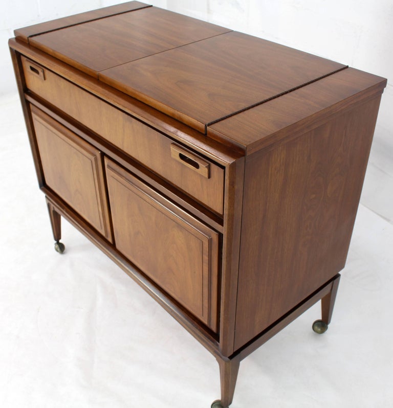 Danish Mid-Century Modern Walnut Flip Top Server Bar at 1stDibs