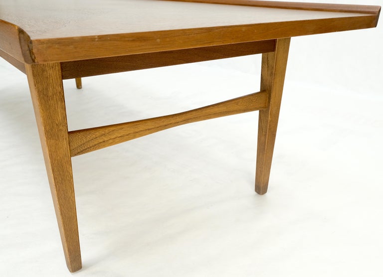 Danish Mid-Century Modern Walnut Long Rectangle Coffee Table W Rolled ...