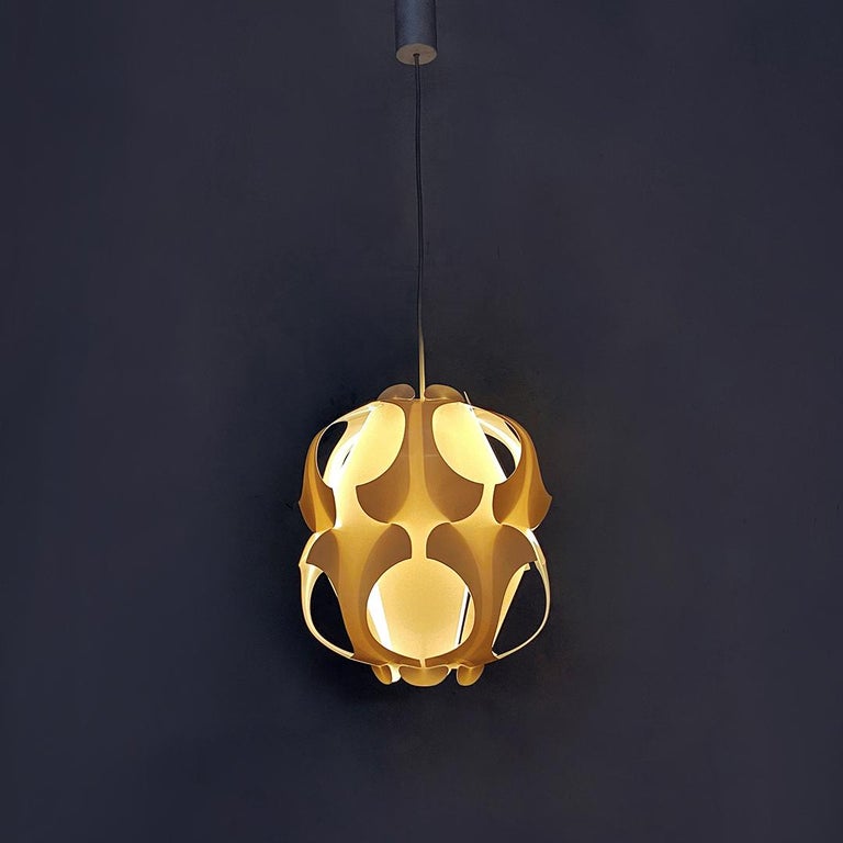 Danish Mid-Century Modern White Plastic Chandelier Mod. Big Lily, 1960s ...