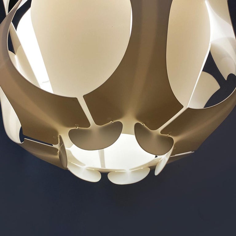 Danish Mid-Century Modern White Plastic Chandelier Mod. Big Lily, 1960s ...