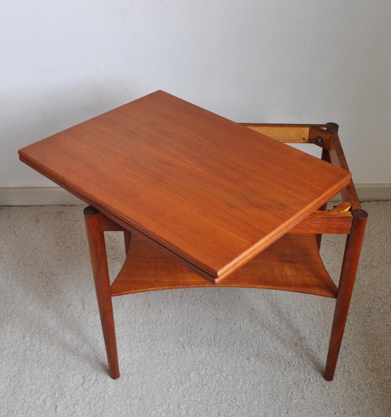 Danish Midcentury Occasional Teak Folding Side Table, 1960s at 1stDibs
