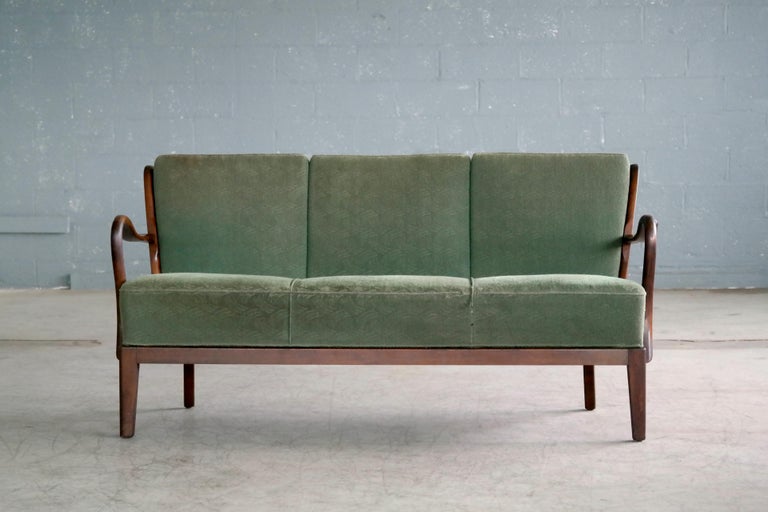 Danish Midcentury Open Arm Spindle Back Sofa Model 95 by Slagelse at ...