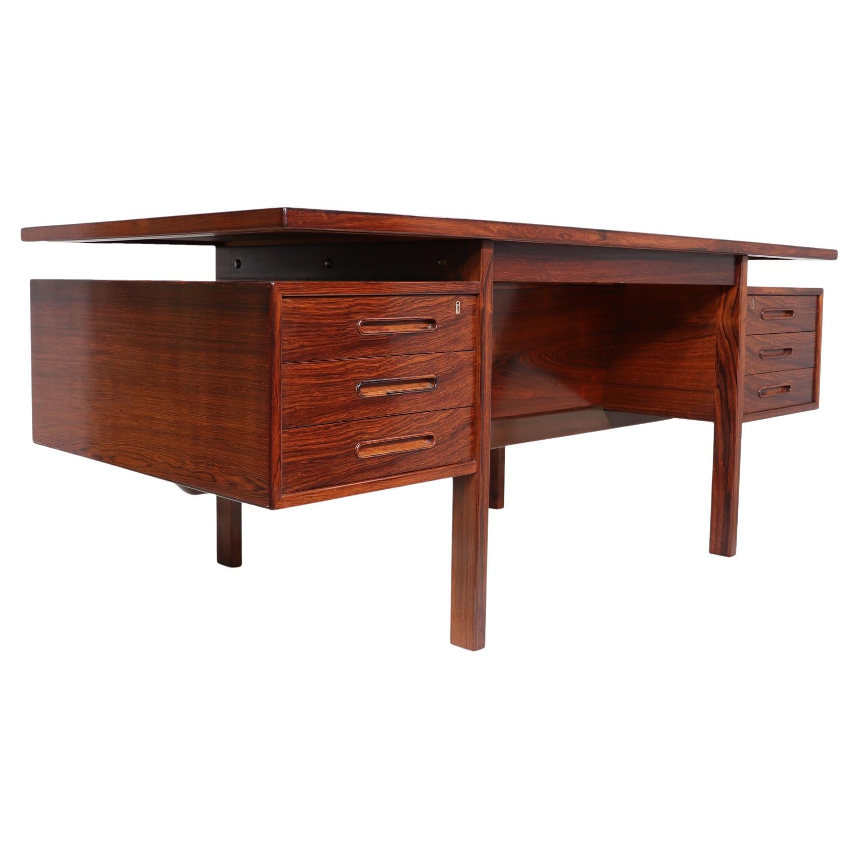 Rosewood Danish Mid-Century Modern Wooton Box Desk Organizer File ...