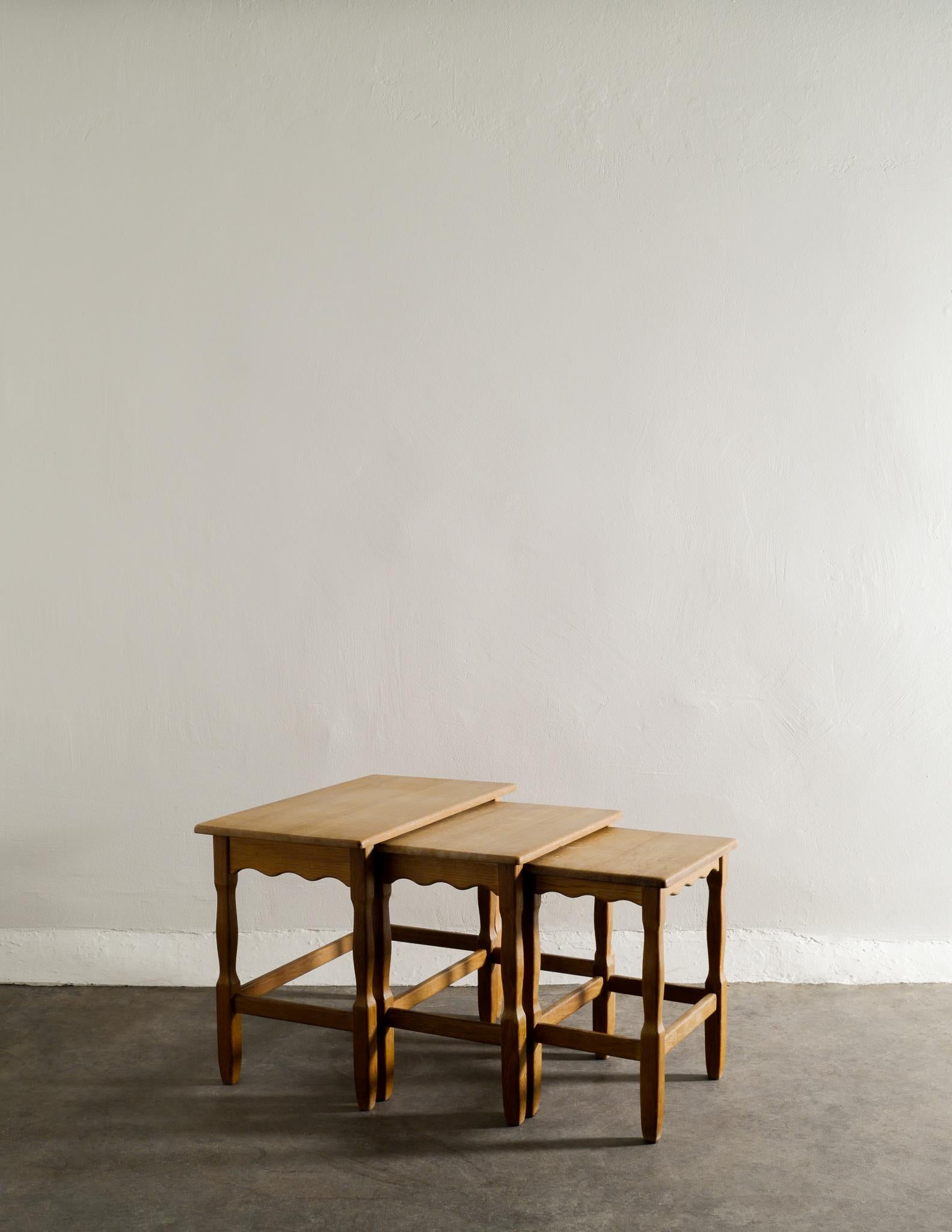 Danish Mid Century Side Stacking Nesting Table in Oak Produced in ...