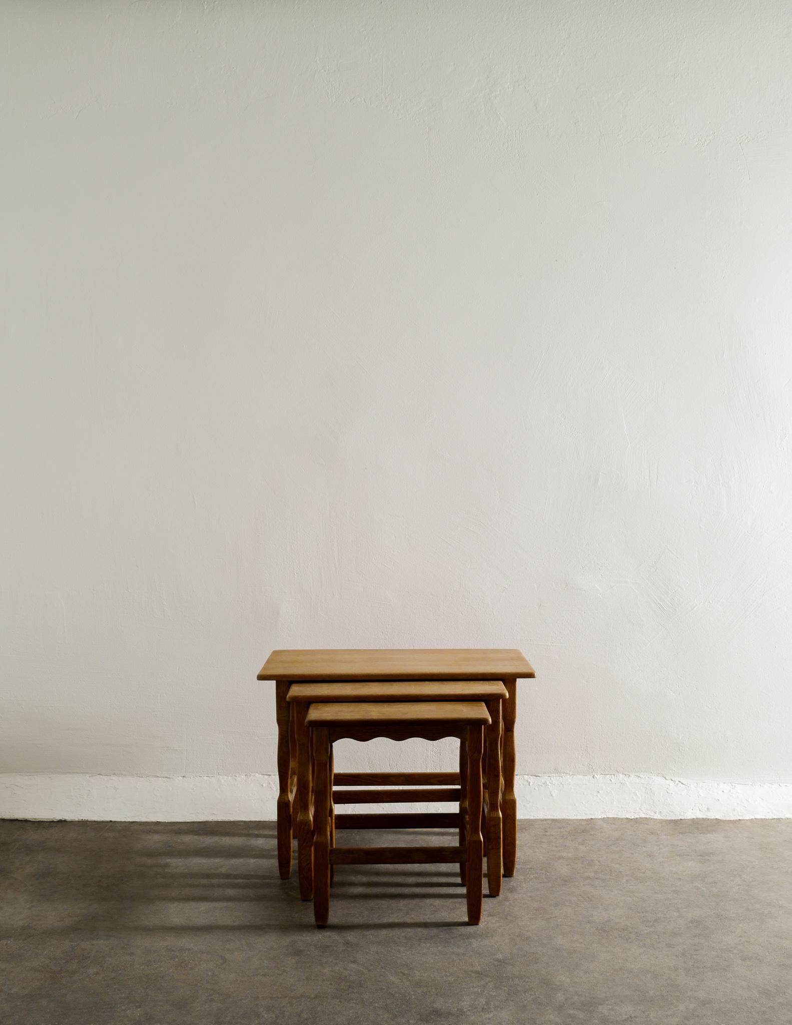 Danish Mid Century Side Stacking Nesting Table in Oak Produced in ...