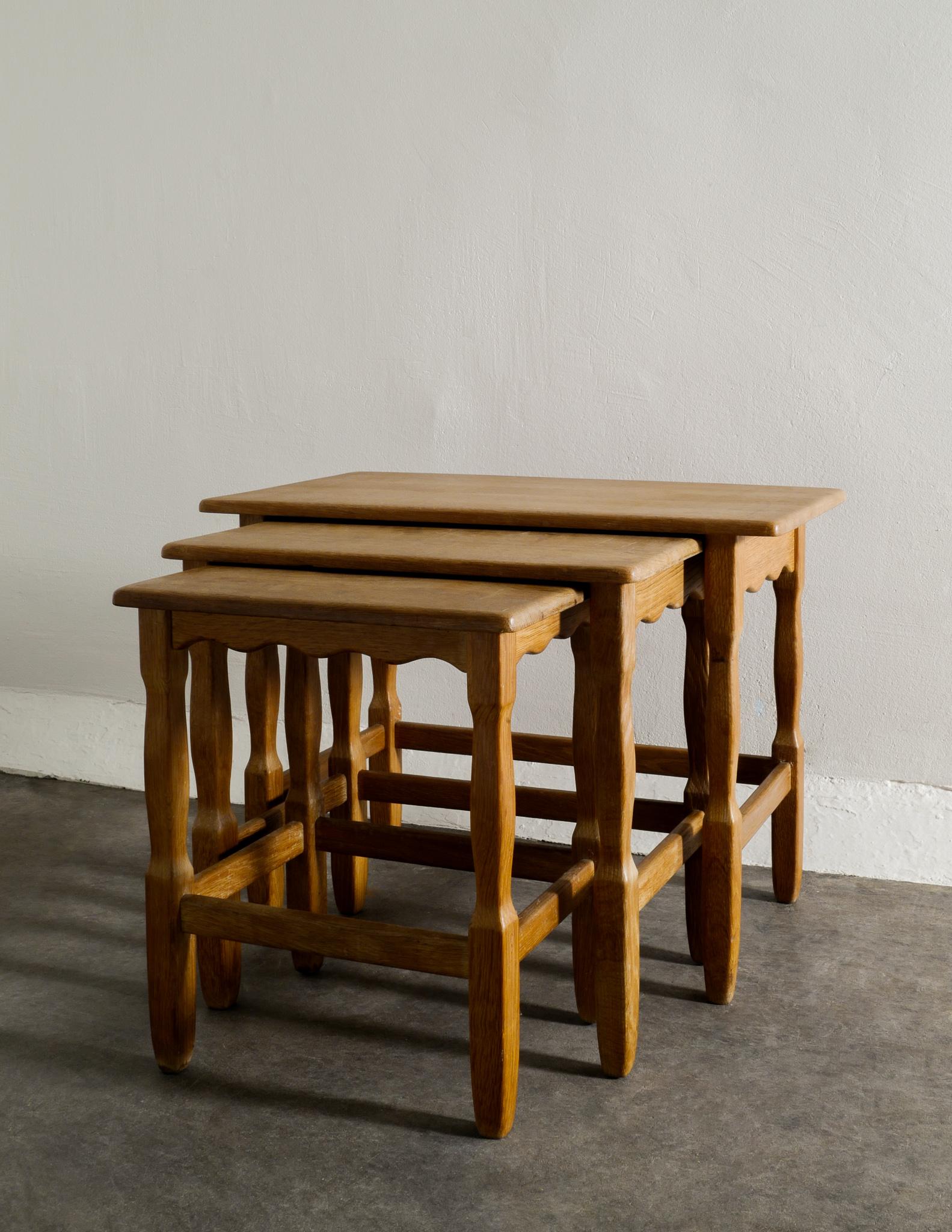 Danish Mid Century Side Stacking Nesting Table in Oak Produced in ...