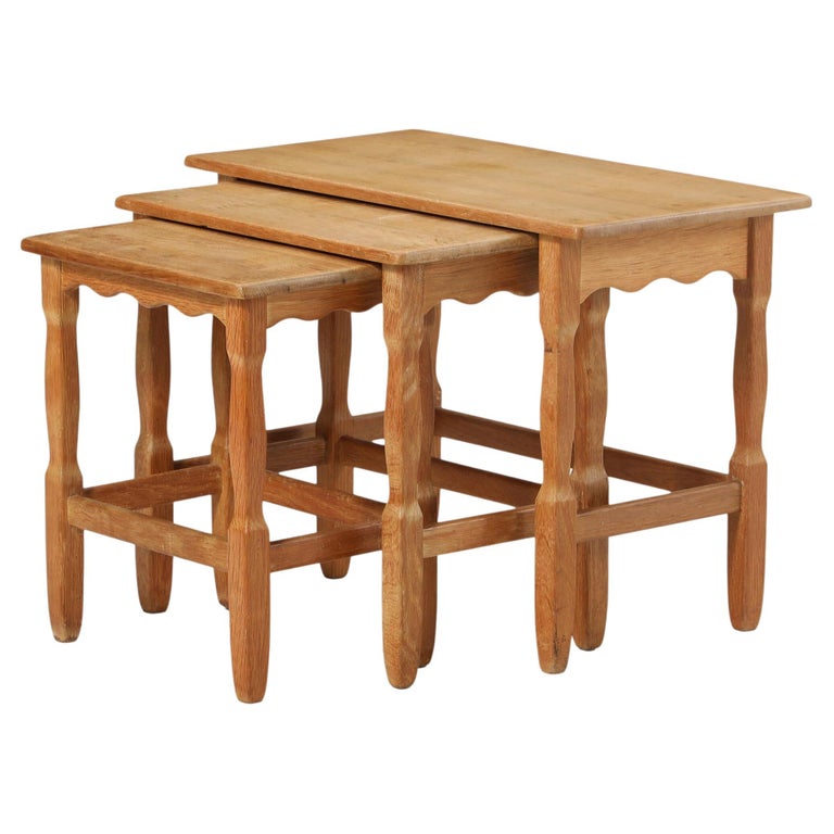 Danish Mid Century Side Stacking Nesting Table in Oak Produced in ...