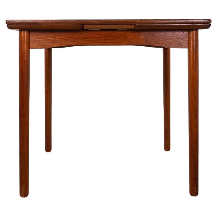 Danish Mid-Century Square Teak Draw Leaf Dining Table For Sale at 1stDibs