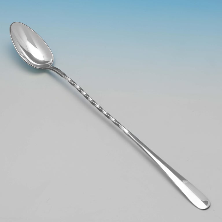 Danish Midcentury Sterling Silver and Glass Cocktail Jug and Spoon ...