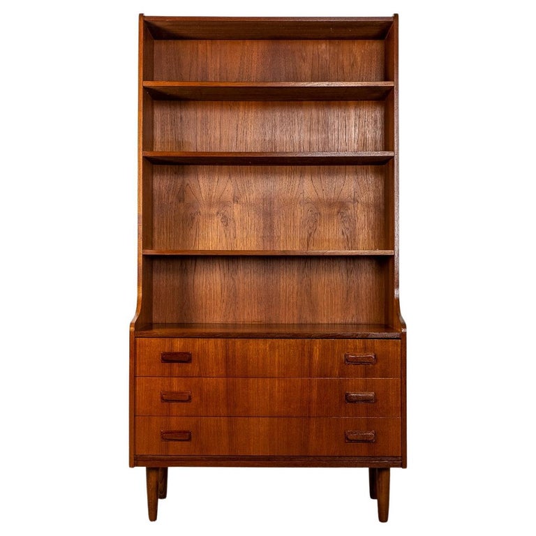 Danish Mid-Century Teak Bookcase with Chest of Drawers For Sale at 1stDibs