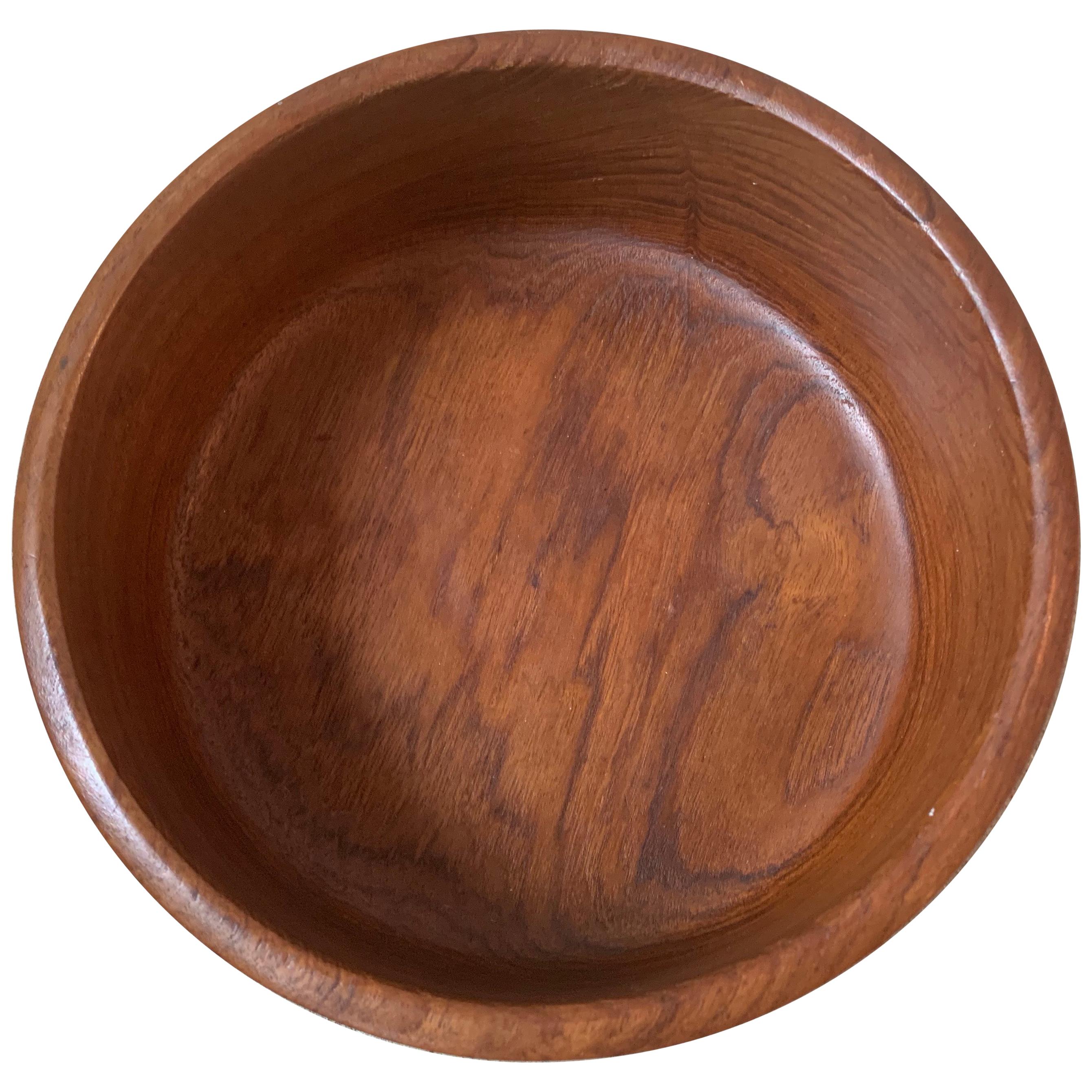 Mid-Century Modern Danish Sculptural Hand-Turned Teak Bowl on Foot ...