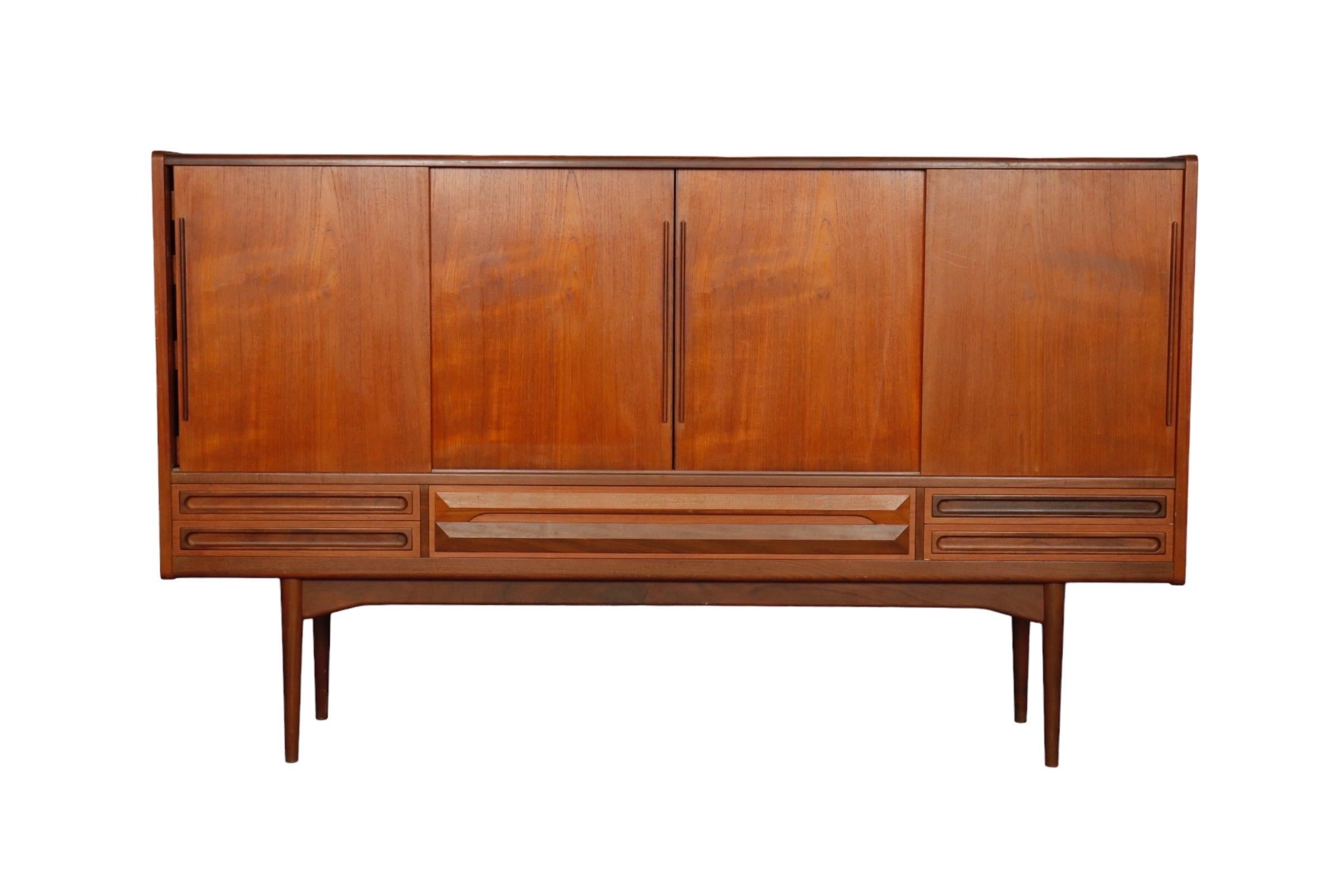 Danish Mid Century Teak Buffet with Bar For Sale at 1stDibs