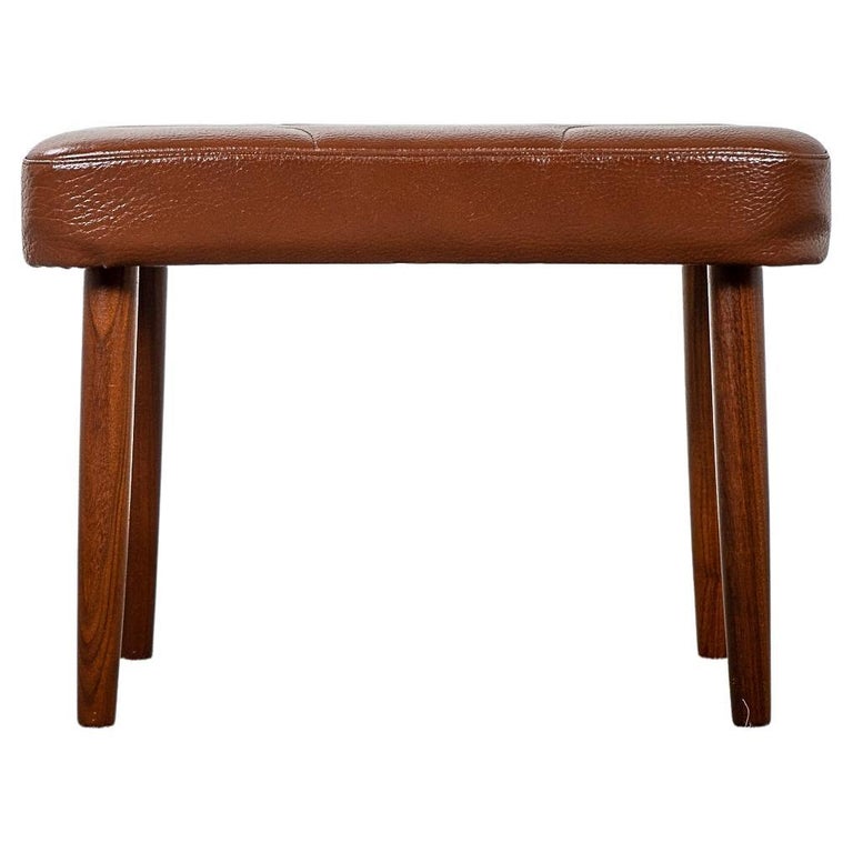 Danish Mid-Century Teak and Vinyl Footstool For Sale at 1stDibs
