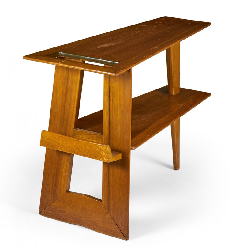 Danish Mid-Century Walnut Wedge Magazine Table (manner of Jens Risom ...