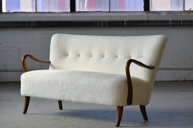 Danish Mid-Century 1940s Sofa or Settee in Lambswool with Open Armrests ...