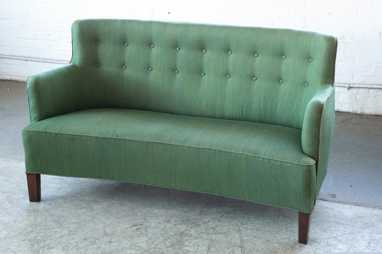 Danish Midcentury Classic Curved Settee in the Style of Georg Kofoed at ...