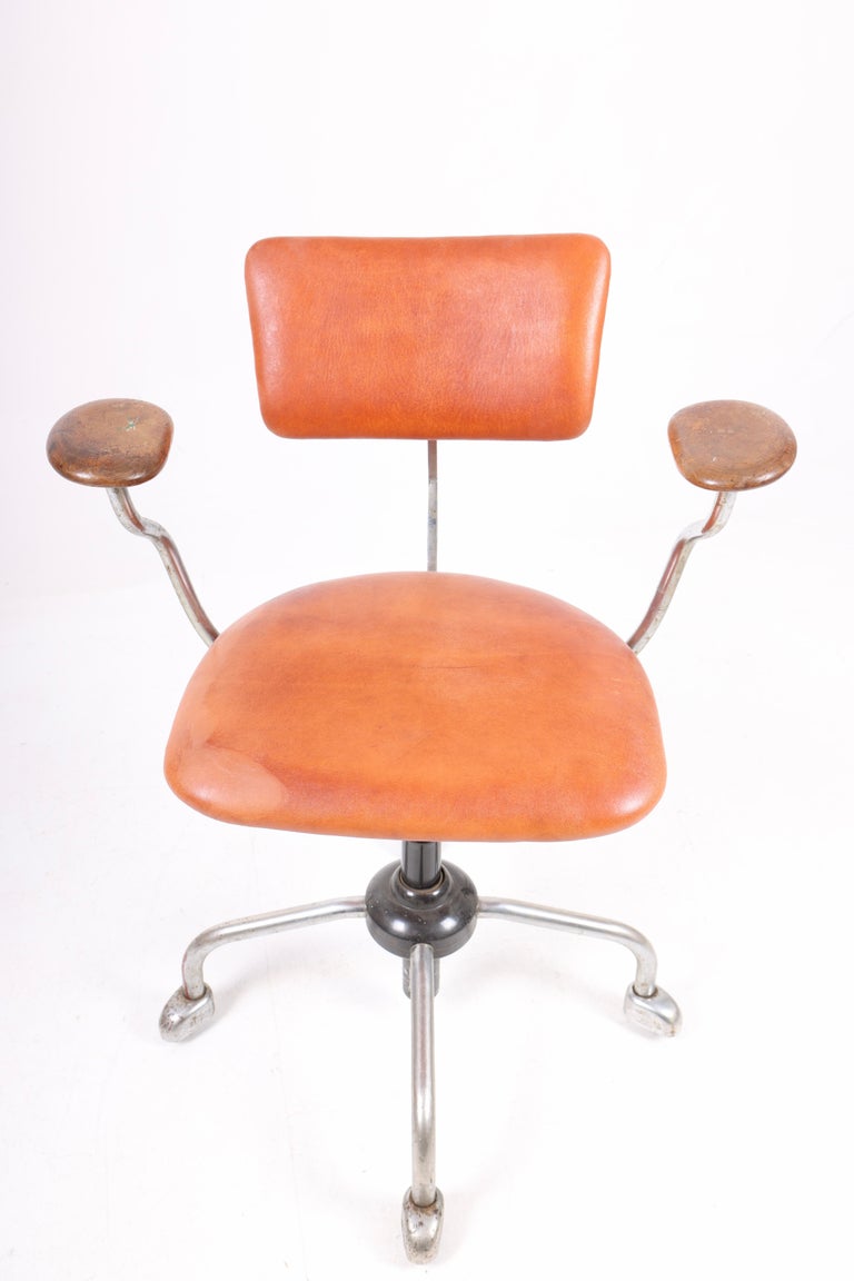Danish Midcentury Desk Chair in Patinated Leather by Jørgen Rasmussen ...