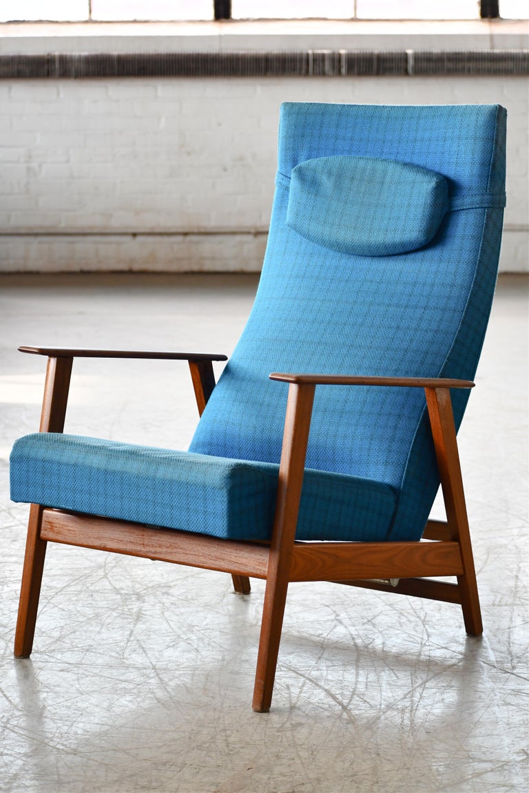 Danish Midcentury High back Lounge Chair in Teak with Reclining ...