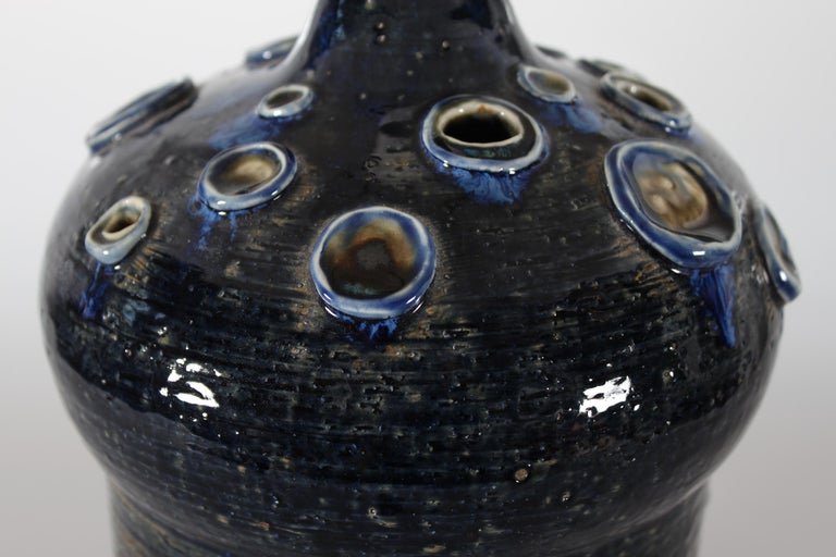 Danish Midcentury Huge Sculptural Blue Ceramic Table Lamp by Jytte ...