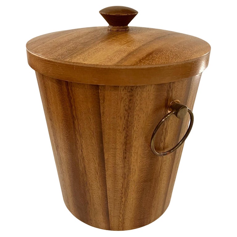 Danish Mid-Century Modern Walnut and Brass Ice Bucket For Sale at 1stDibs