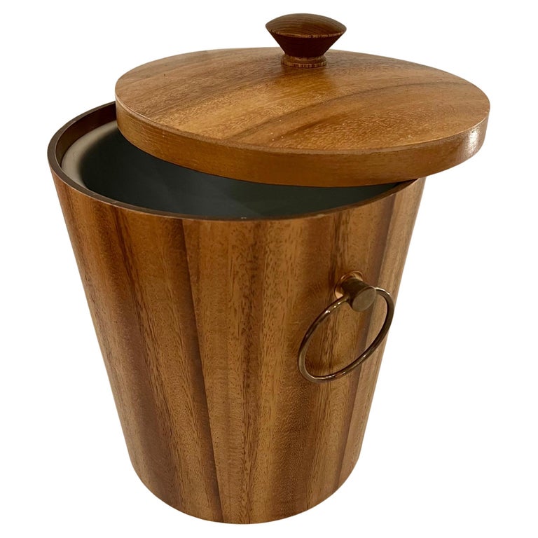 Danish Mid-Century Modern Walnut and Brass Ice Bucket For Sale at 1stDibs