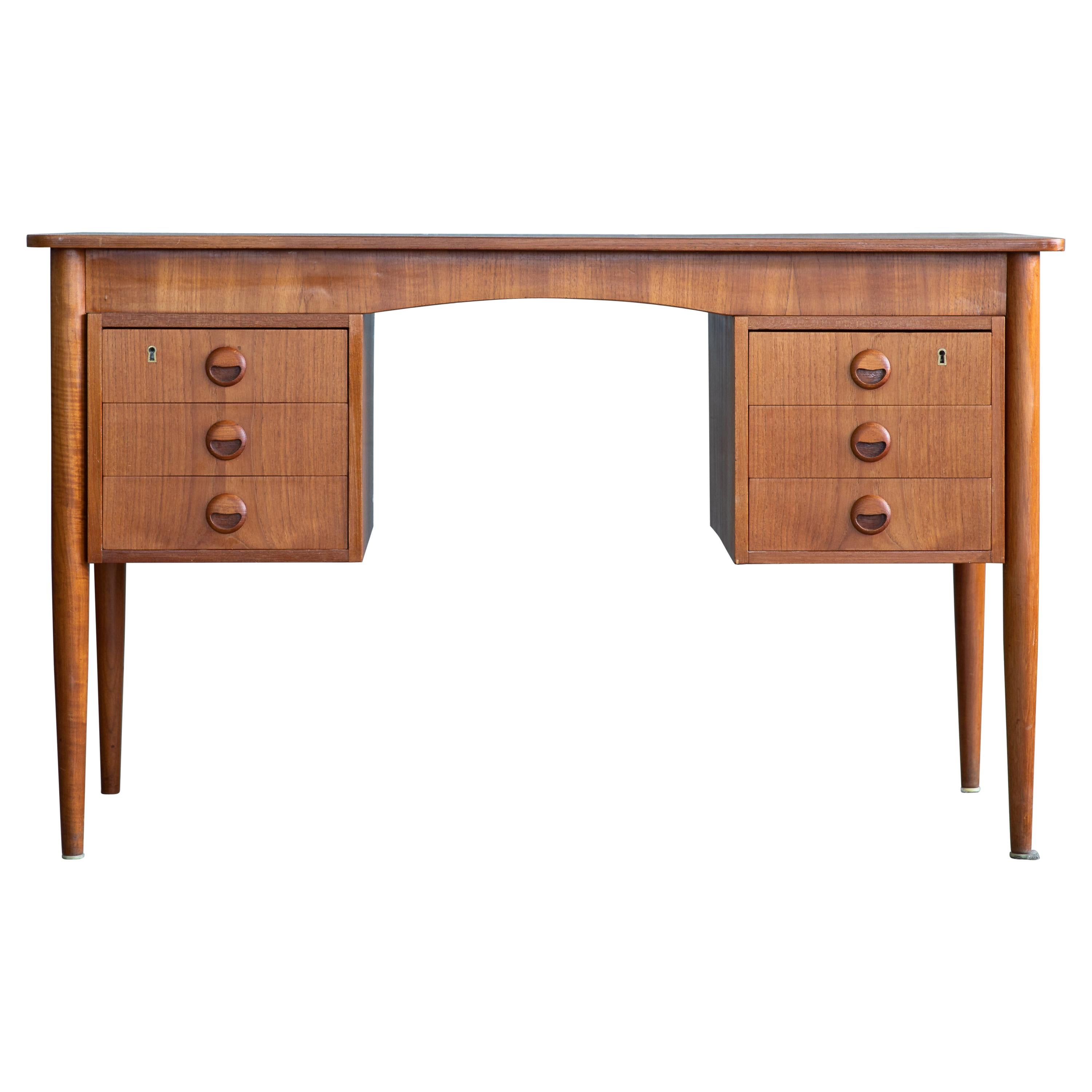 Danish Teak Executive Floating Desk at 1stDibs