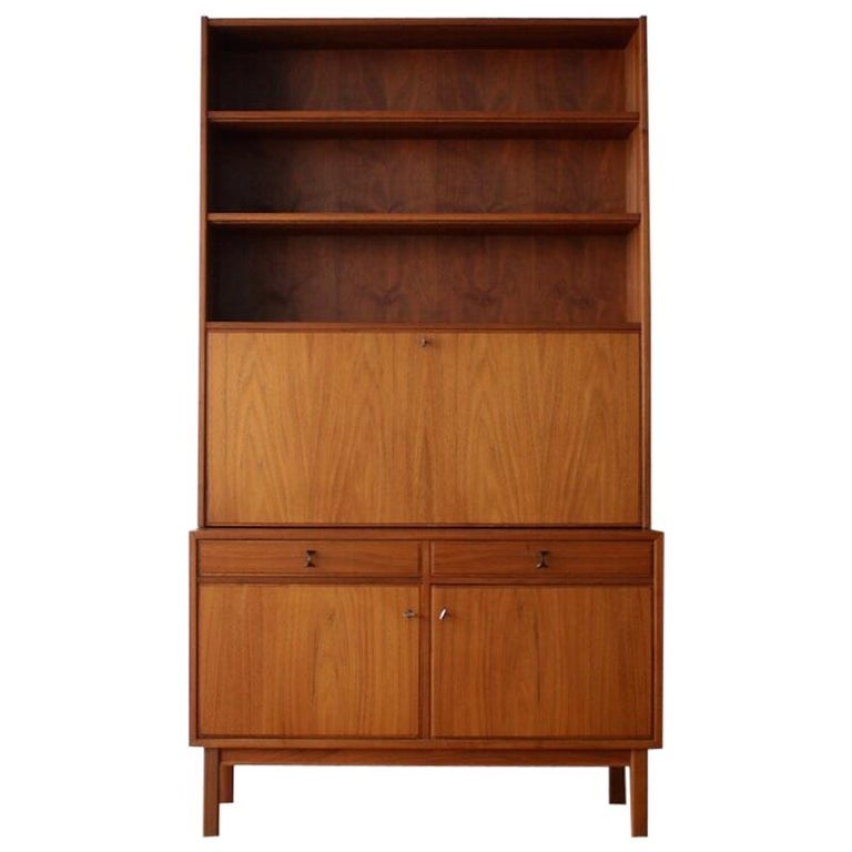 Danish Midcentury Teak Drop Down Shelving Unit/Bar Cabinet For Sale at ...