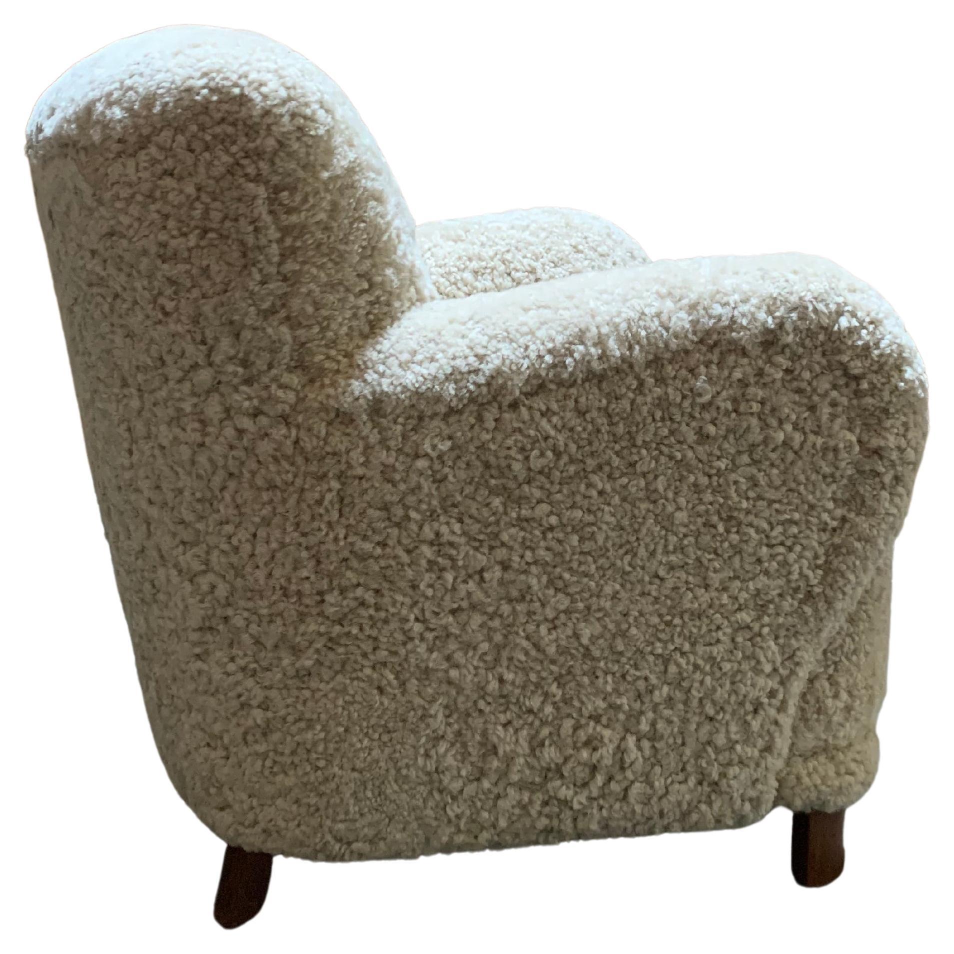 Danish Modern 1940's Sheepskin Lounge Chair at 1stDibs