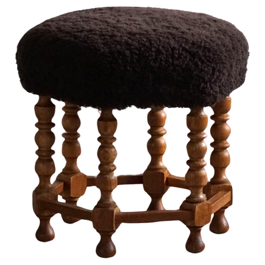Danish Modern, A Hexagon Stool, Reupholstered Seat in Lambswool, 1950s ...