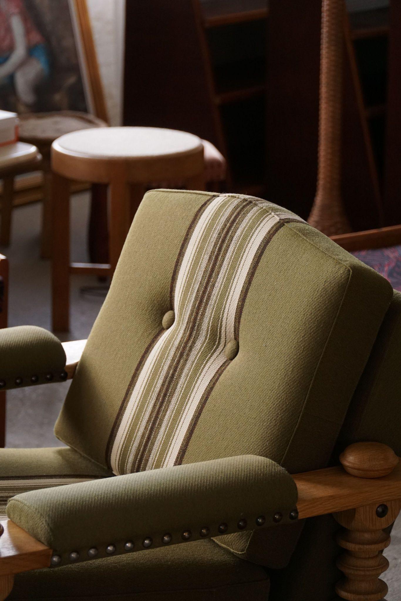 Danish Modern, A Pair of Lounge Chairs in Oak and Wool, Henning ...