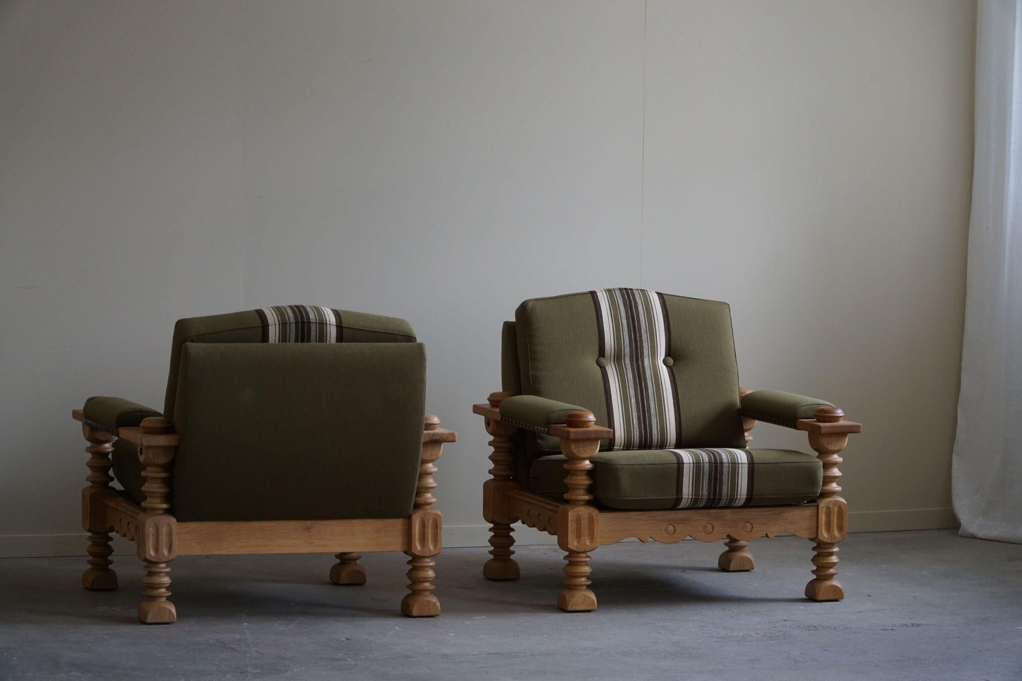 Danish Modern, A Pair of Lounge Chairs in Oak and Wool, Henning ...