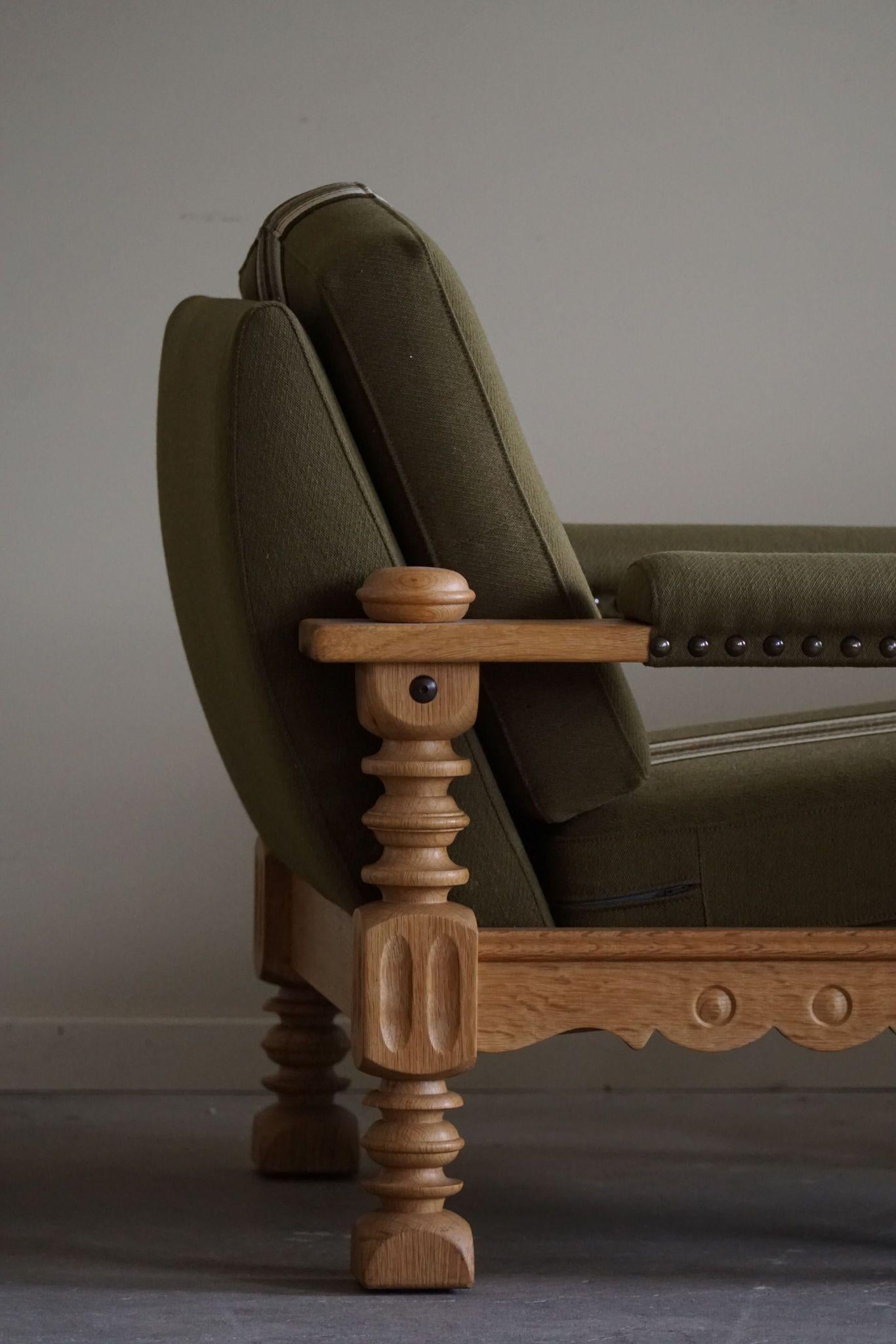 Danish Modern, A Pair of Lounge Chairs in Oak and Wool, Henning ...