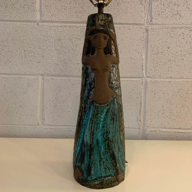 Danish Modern Art Pottery Table Lamp by Ravnild For Sale at 1stDibs