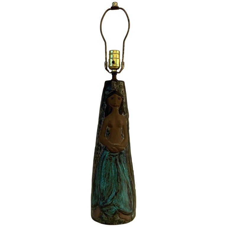 Danish Modern Art Pottery Table Lamp by Ravnild For Sale at 1stDibs