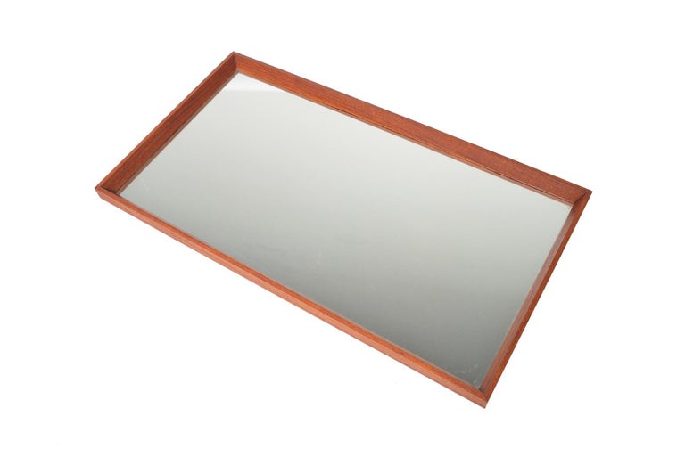 Danish Modern Beveled Edge Teak Wall Mirror For Sale at 1stDibs