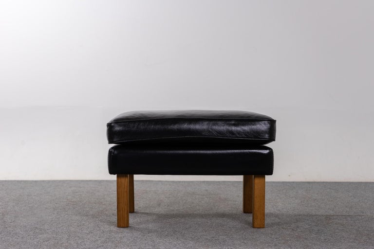 Danish Modern Black Leather Footstool For Sale at 1stDibs