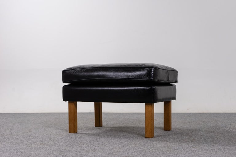 Danish Modern Black Leather Footstool For Sale at 1stDibs