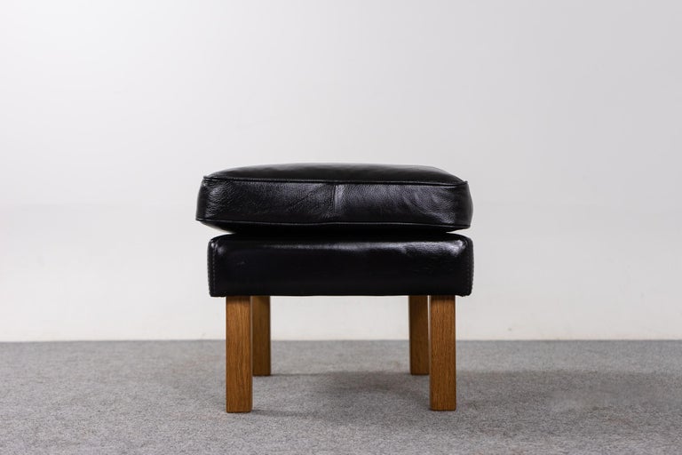 Danish Modern Black Leather Footstool For Sale at 1stDibs