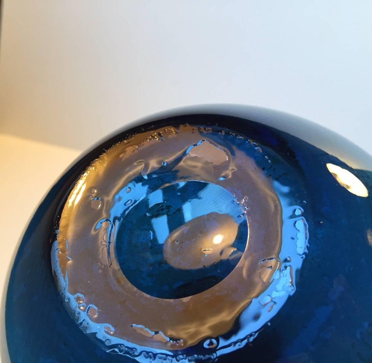 Danish Modern Blue 'Capri' Glass Vase by Jacob E. Bang, Holmegaard ...