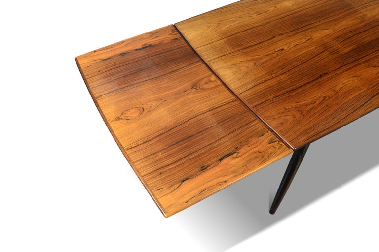Danish Modern Bow Edge Draw Leaf Dining Table in Brazilian Rosewood For ...