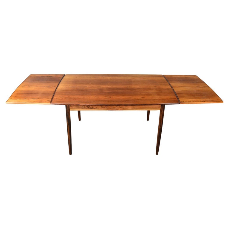 Danish Modern Bow Edge Draw Leaf Dining Table in Brazilian Rosewood For ...