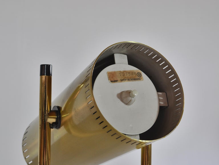 Danish Modern Brass Floor Lamp Model "Trombone" by Jo Hammerborg, 1969 ...