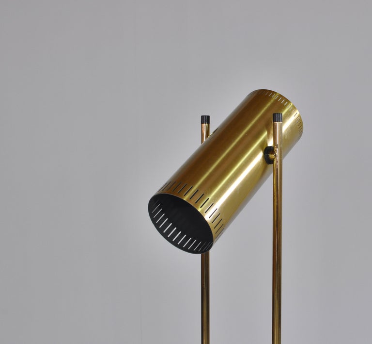 Danish Modern Brass Floor Lamp Model "Trombone" by Jo Hammerborg, 1969 ...