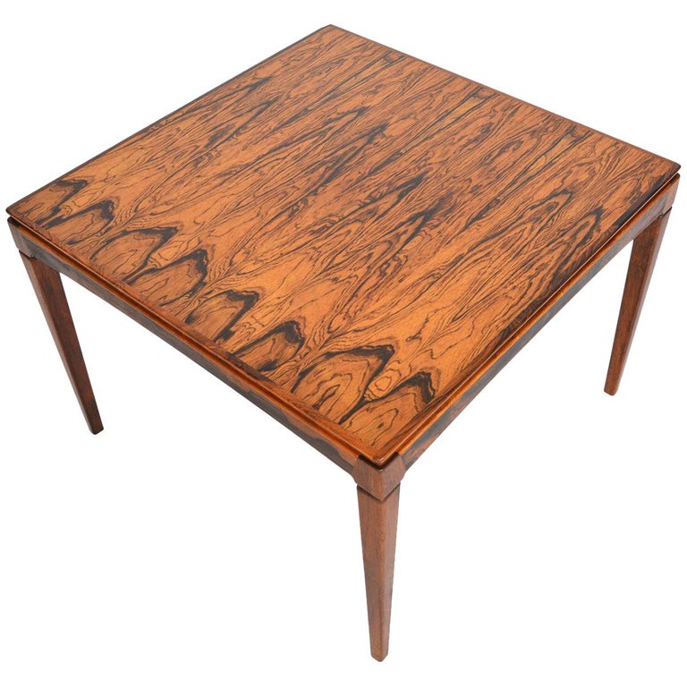 Danish Modern Brazilian Rosewood Square Coffee Table For Sale at 1stDibs