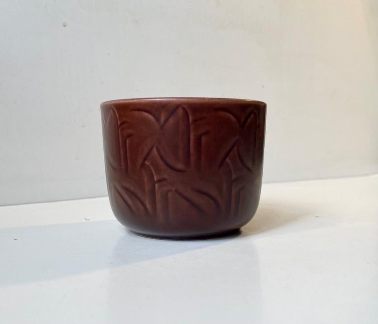 Danish Modern Burgundy Ceramic Planter by Nils Thorsson, 1950s For Sale ...
